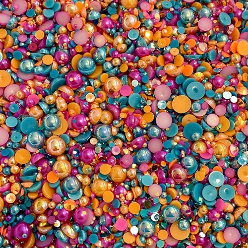 2-10mm Mixed Pearls and Rhinestones Resin Round Flat Back - Etsy