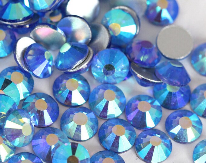 Ss16/4mm Light Sapphire Blue AB Crystal Glass Round Flat Back Loose ...