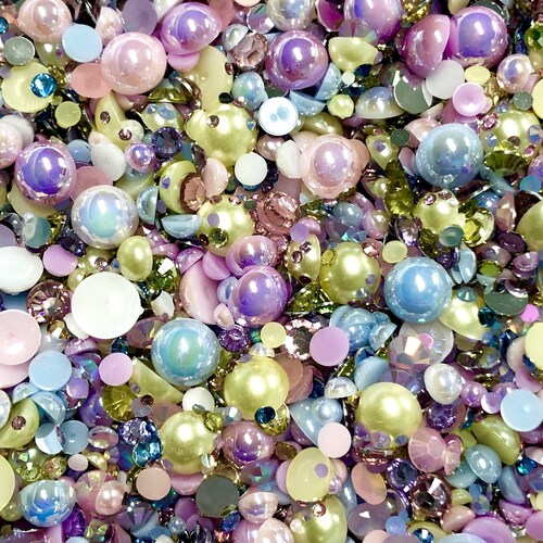 2-10mm Mixed Pearls and Rhinestones Resin Round Flat Back - Etsy
