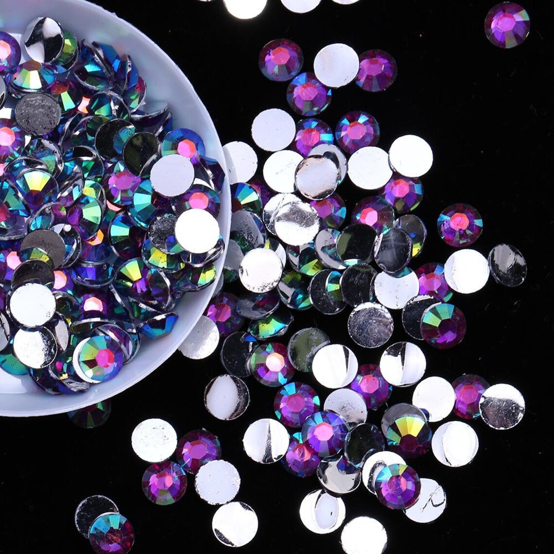 3mm Purple AB Resin Round Flat Back Bling Loose Rhinestones - Etsy