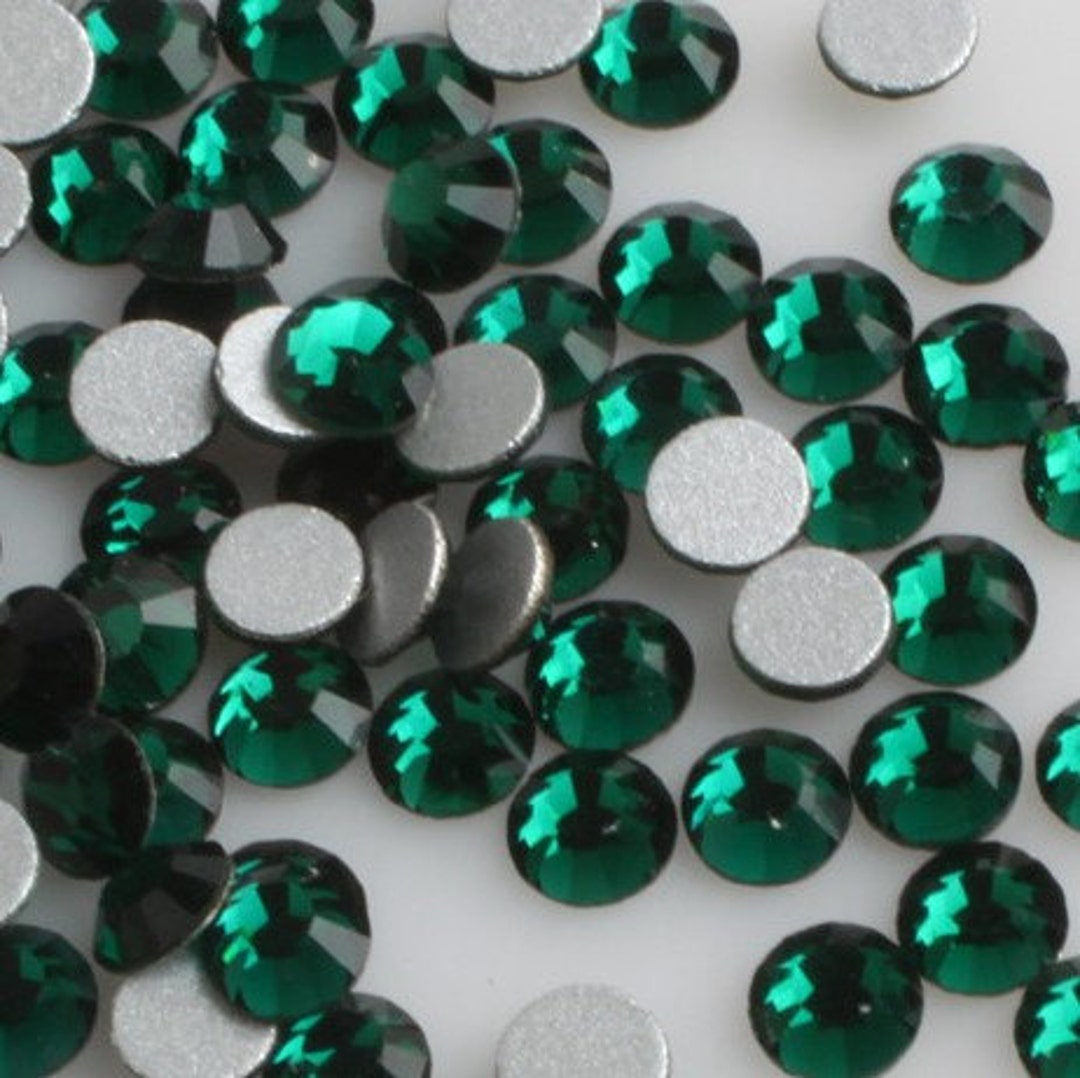 Ss6/2mm Emerald Green Crystal Glass Round Flat Back Loose - Etsy