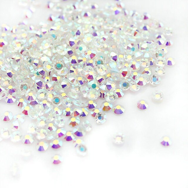 Ss6/2mm Transparent Clear AB Crystal Glass Round Flat Back - Etsy