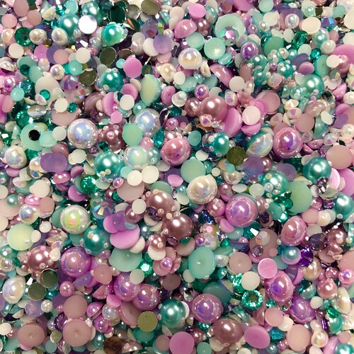 2-10mm Mixed Pearls and Rhinestones Resin Round Flat Back - Etsy