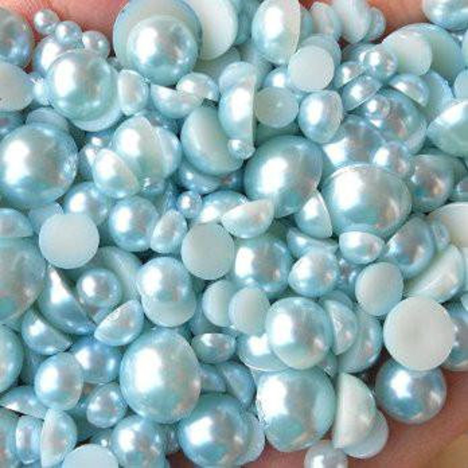 2-10mm Mixed Light Blue Flat Back Half Round Loose Pearls | Etsy