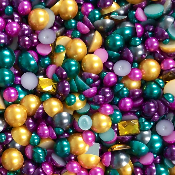 2-10mm Mixed Pearls and Rhinestones Resin Round Flat Back - Etsy