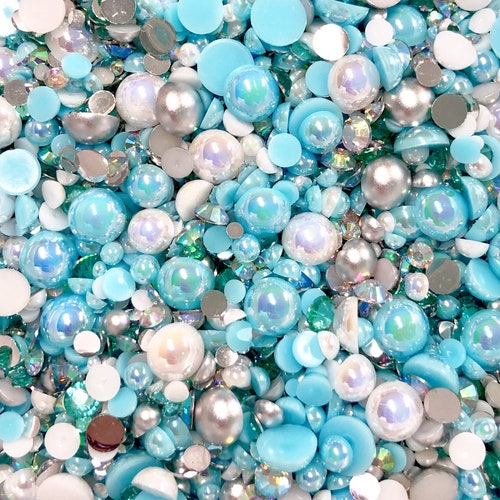 2-10mm Mixed Pearls and Rhinestones Resin Round Flat Back - Etsy