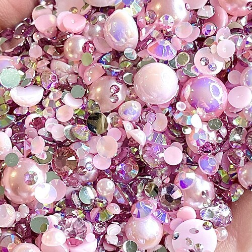 2-10mm Mixed Pearls and Rhinestones Resin Round Flat Back - Etsy