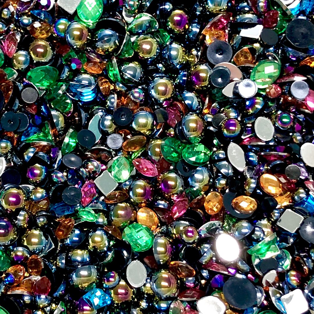 2-10mm Mixed Pearls and Rhinestones Resin Round Flat Back - Etsy