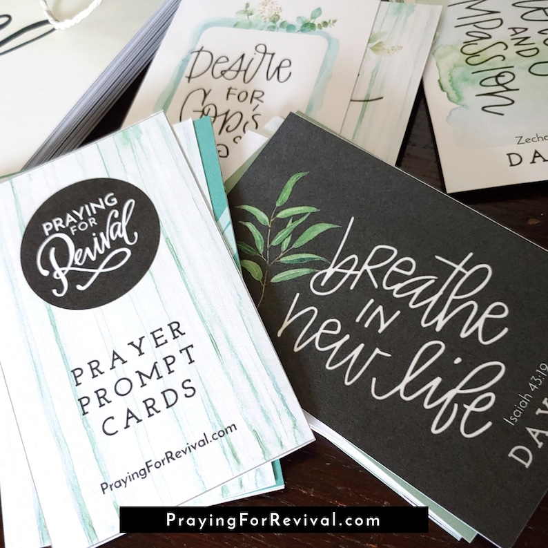 Praying For Revival Hand-lettered Prayer Prompt mini-cards | Etsy