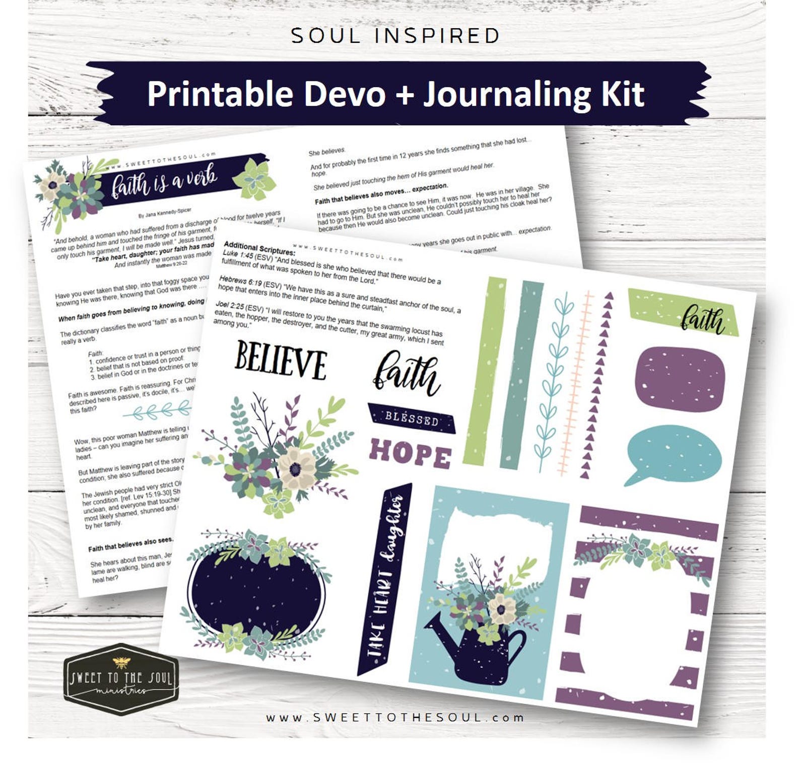 Soul Inspired faith is a Verb Printable Devo Bible Journaling Art ...