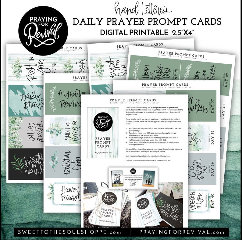 Praying For Revival Hand-lettered Prayer Prompt mini-cards | Etsy