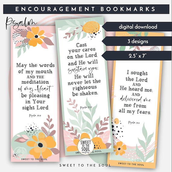 Scripture Encouragement Bookmarks psalms - Etsy