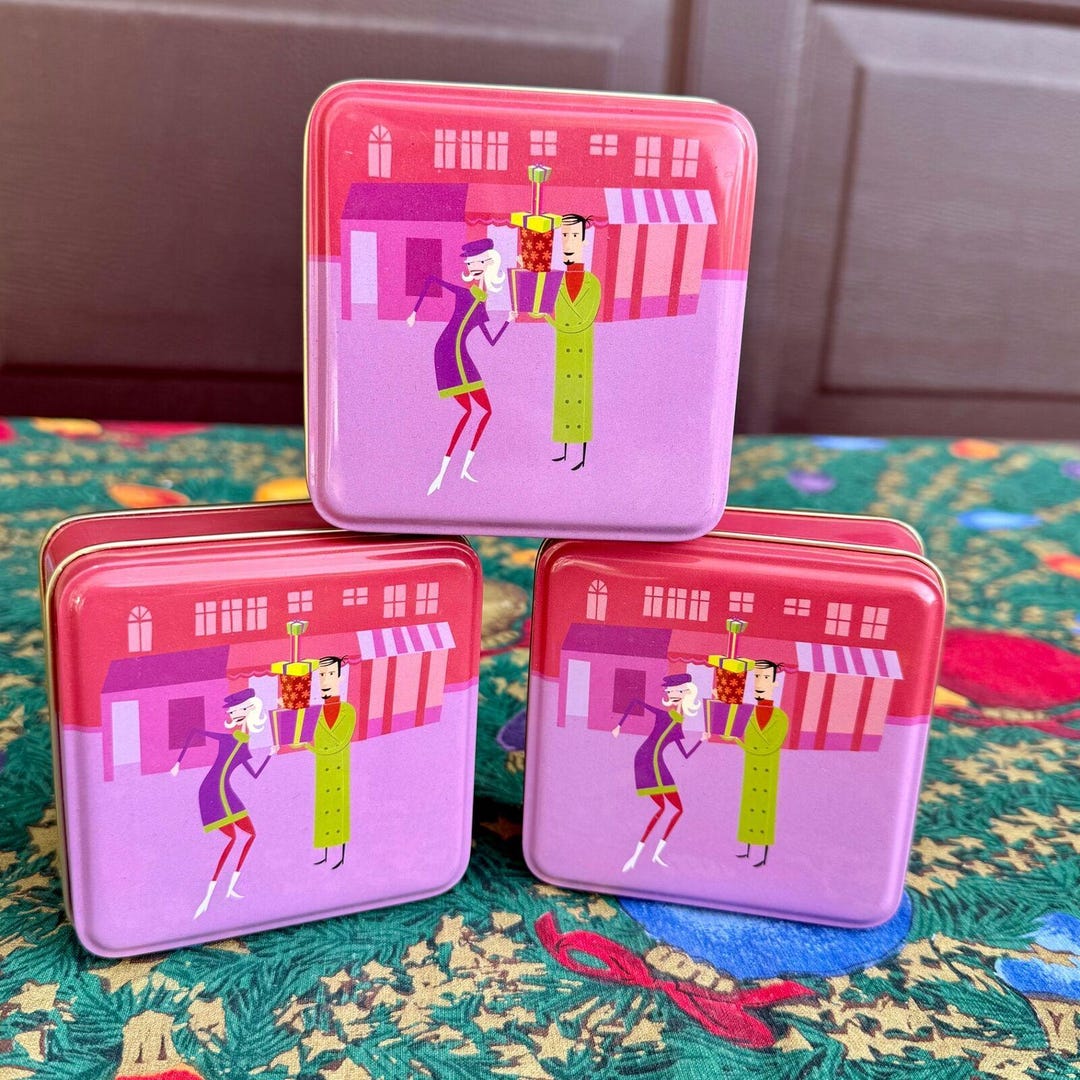 1 Vintage 2004 Shag Christmas Tin Swanky Shopping Couple Holiday Fun ...