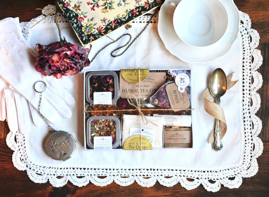 Rose Collection | Rose Tea & Bath Gift Box | Organic Tea, Soap, Lip ...