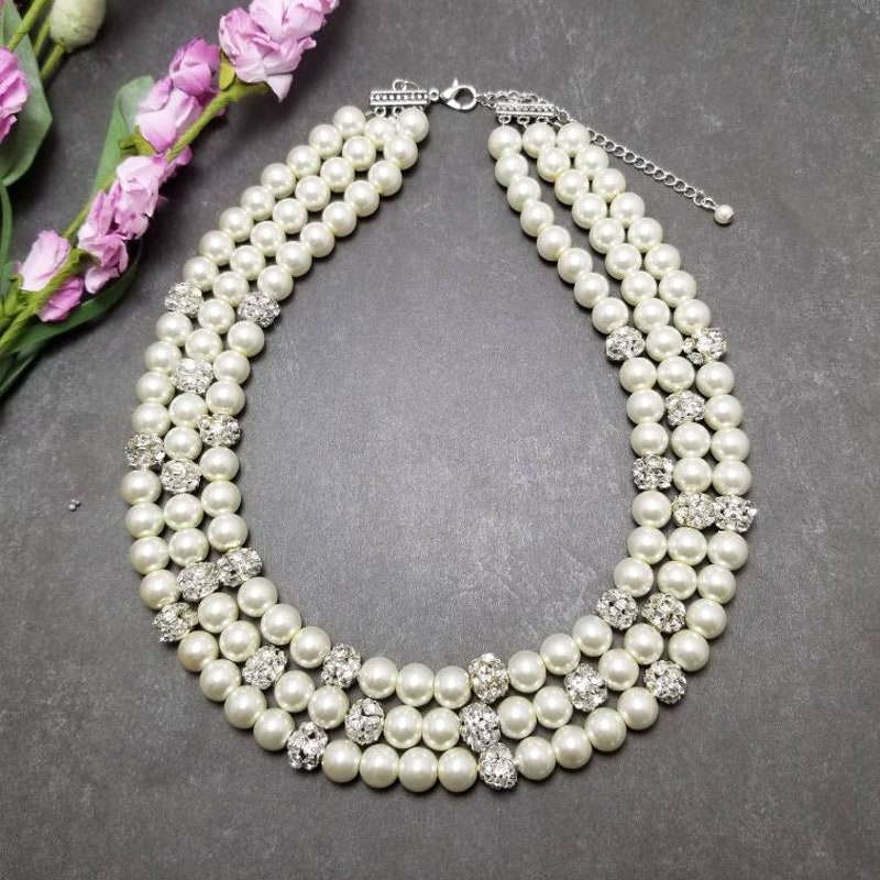 Rhinestone Necklace - Etsy