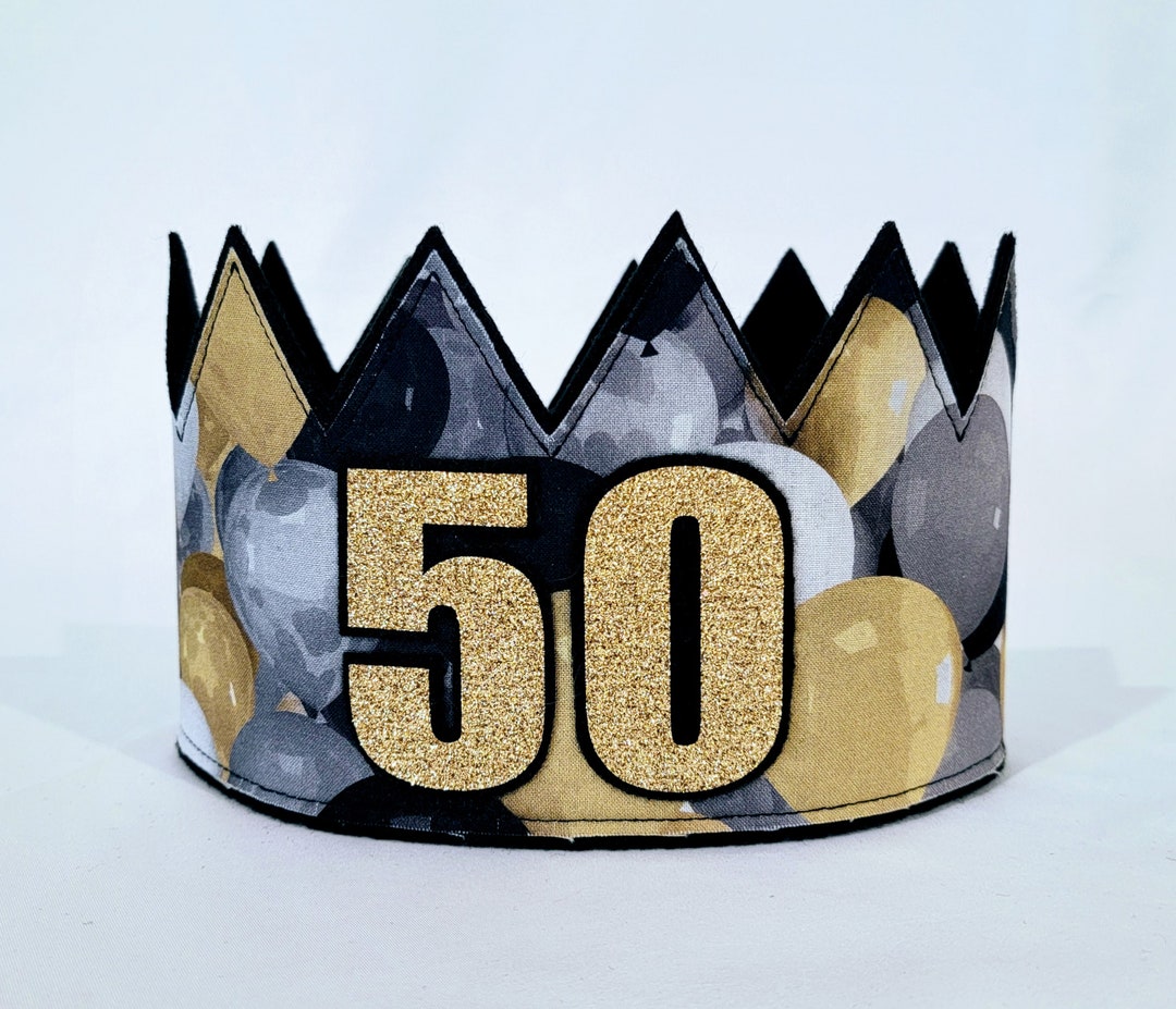 50th Birthday Crown, 50th Birthday Hat, Gold 50th Crown, Gold Birthday ...