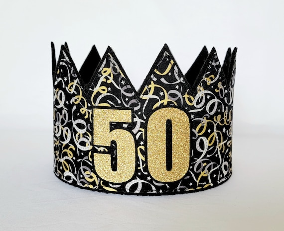 50th Birthday Crown 50th Birthday Hat Gold 50th Crown Gold | Etsy
