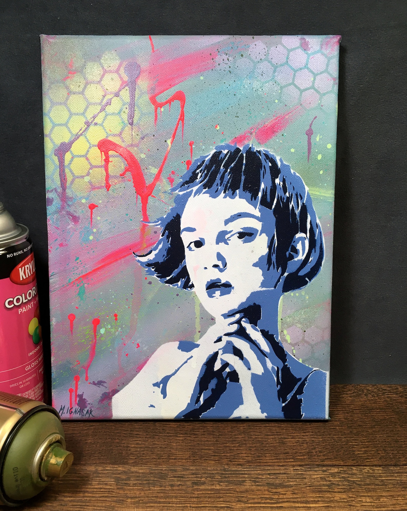 Stencil Spray Painting on Canvas Original Art - Etsy