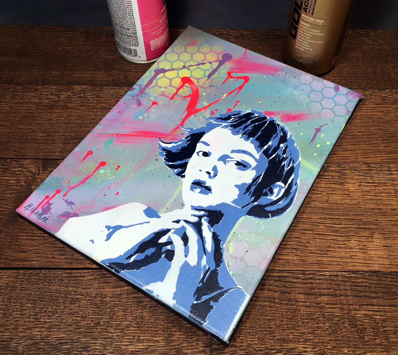 Stencil Spray Painting on Canvas Original Art - Etsy