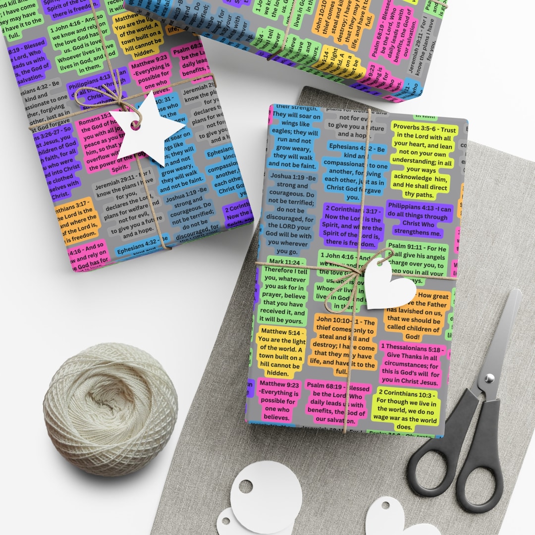 Highlighted Biblical Verses Gift Wrap | Christian Paper Wrap | Bible ...