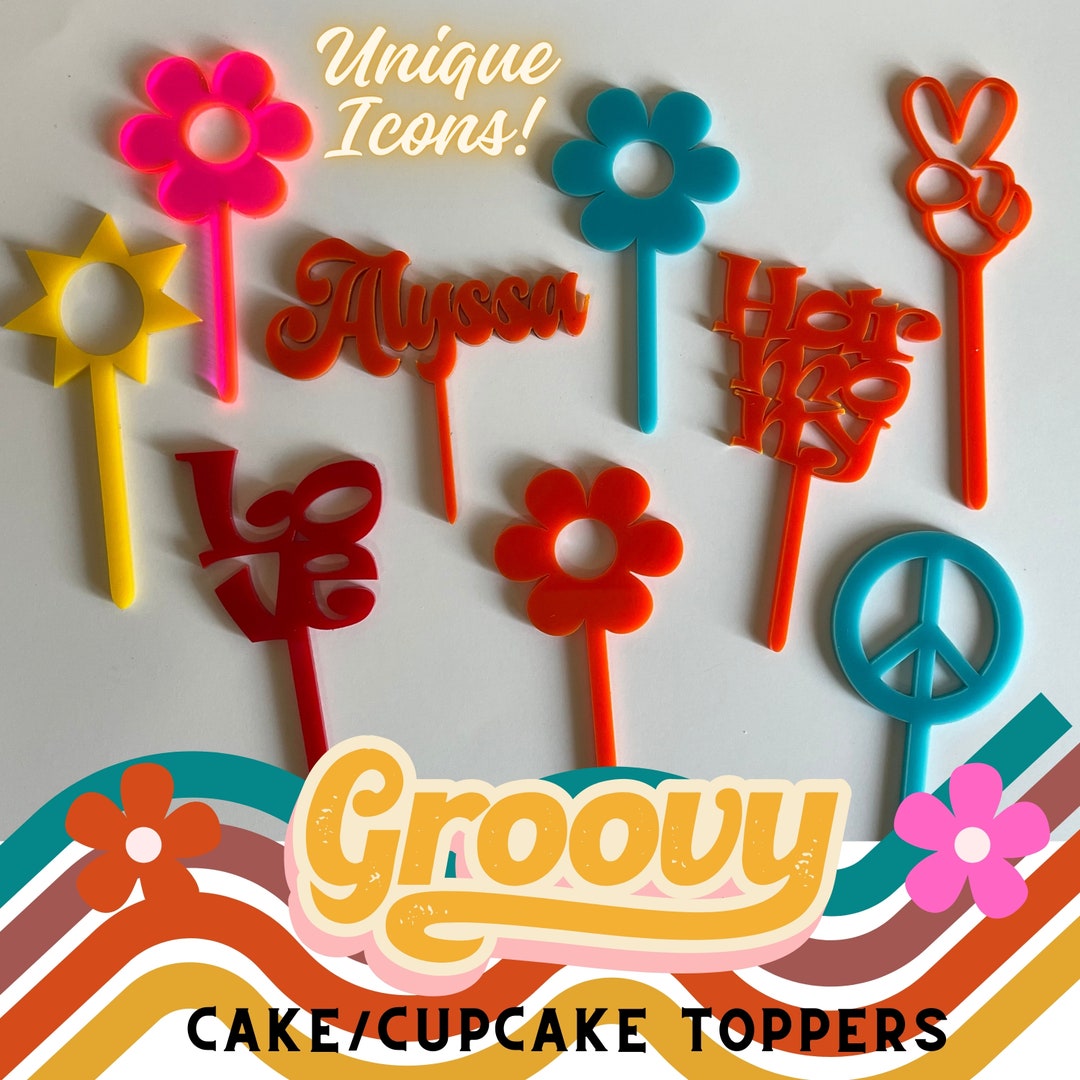 Groovy Cake/cupcake Topper Personalized Funky Cake Tag Disco Delight ...
