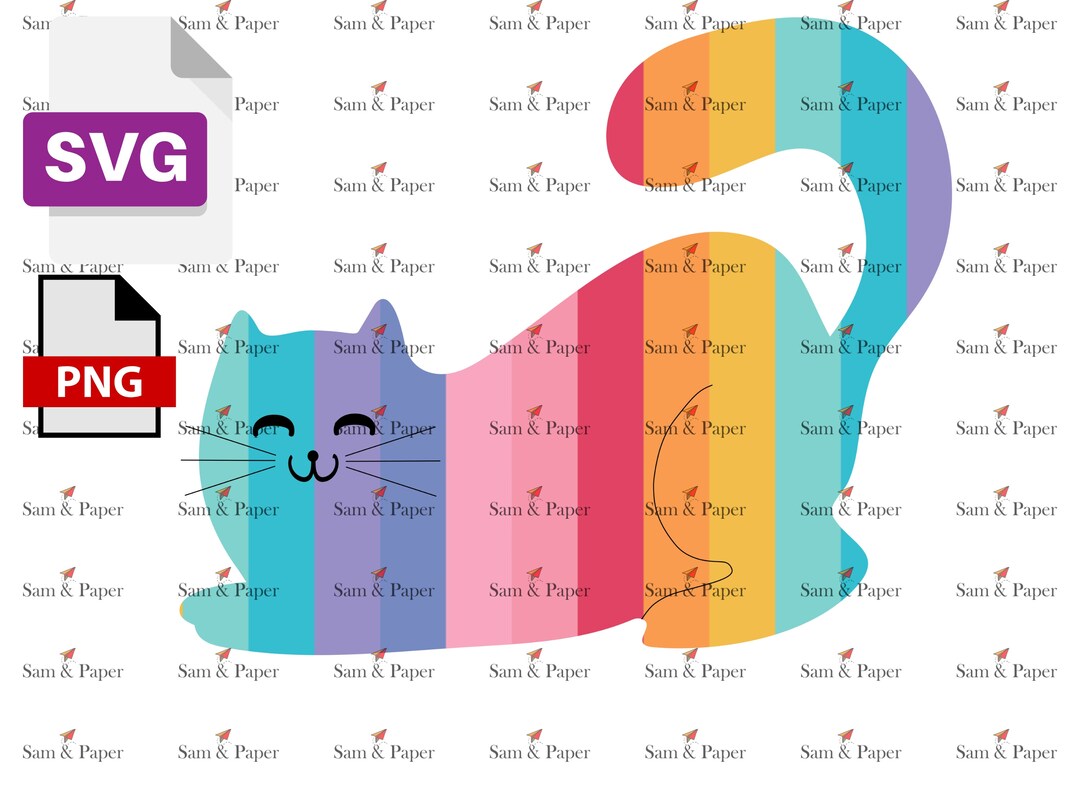 The Rainbow Cat - Digital Clipart - PNG - Colorful Cat - Cute Cat ...