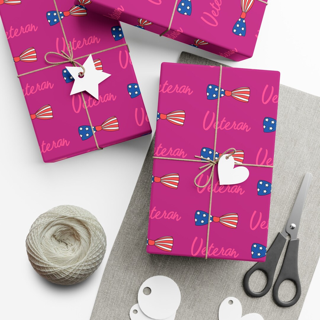 Cute Veteran Barbie & Bows Wrapping Paper Patriot Girl Gift Wrap Army ...