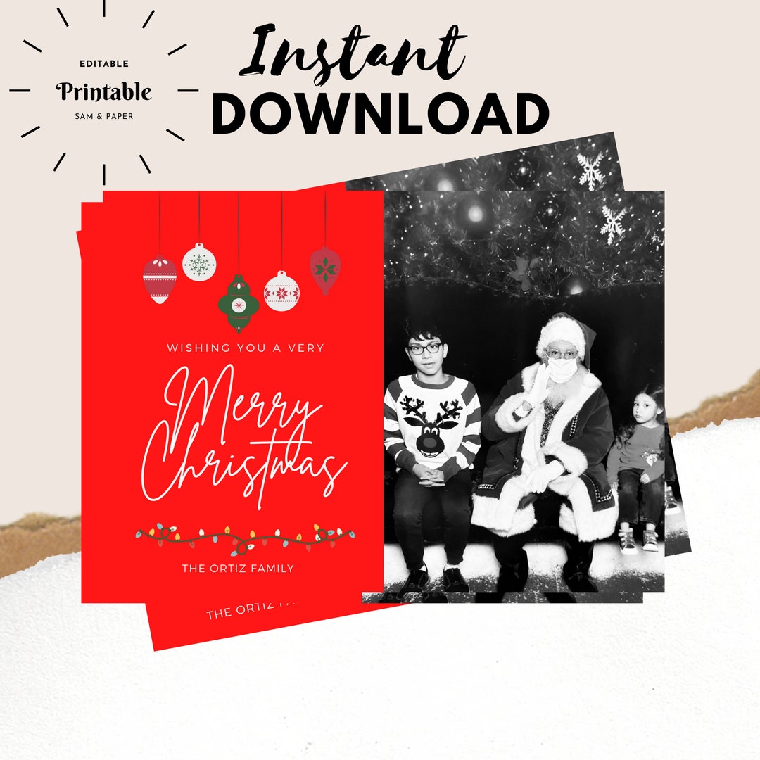 Editable Christmas Card Canva Template 5X7 Christmas Card Etsy