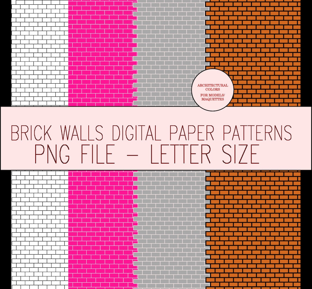 PNG Printable Brick Walls Digital Paper-letter Size DIGITAL PAPER Brick ...