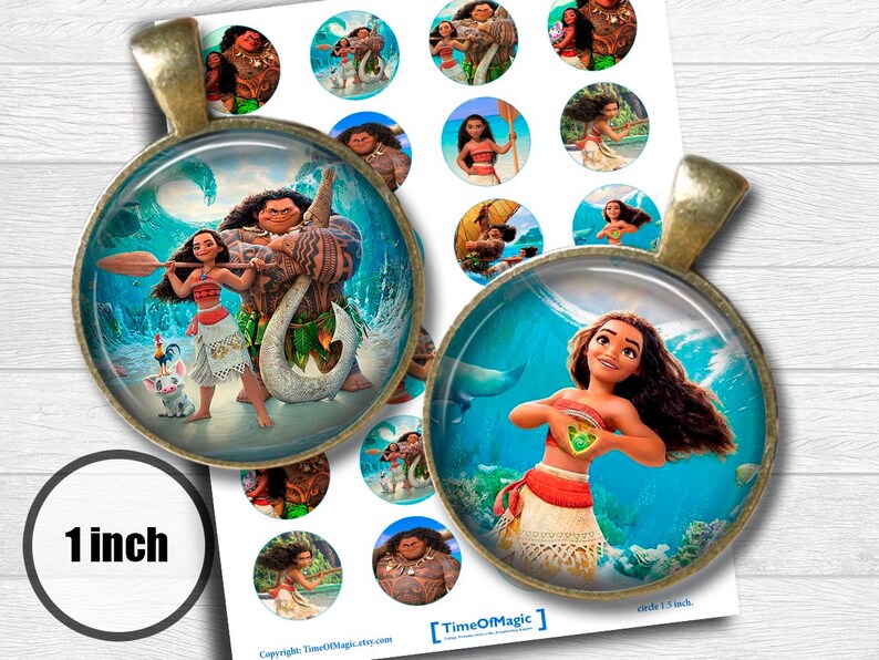 Moana Disney Digital Collage hoja 1 pulgada 25mm chapas | Etsy