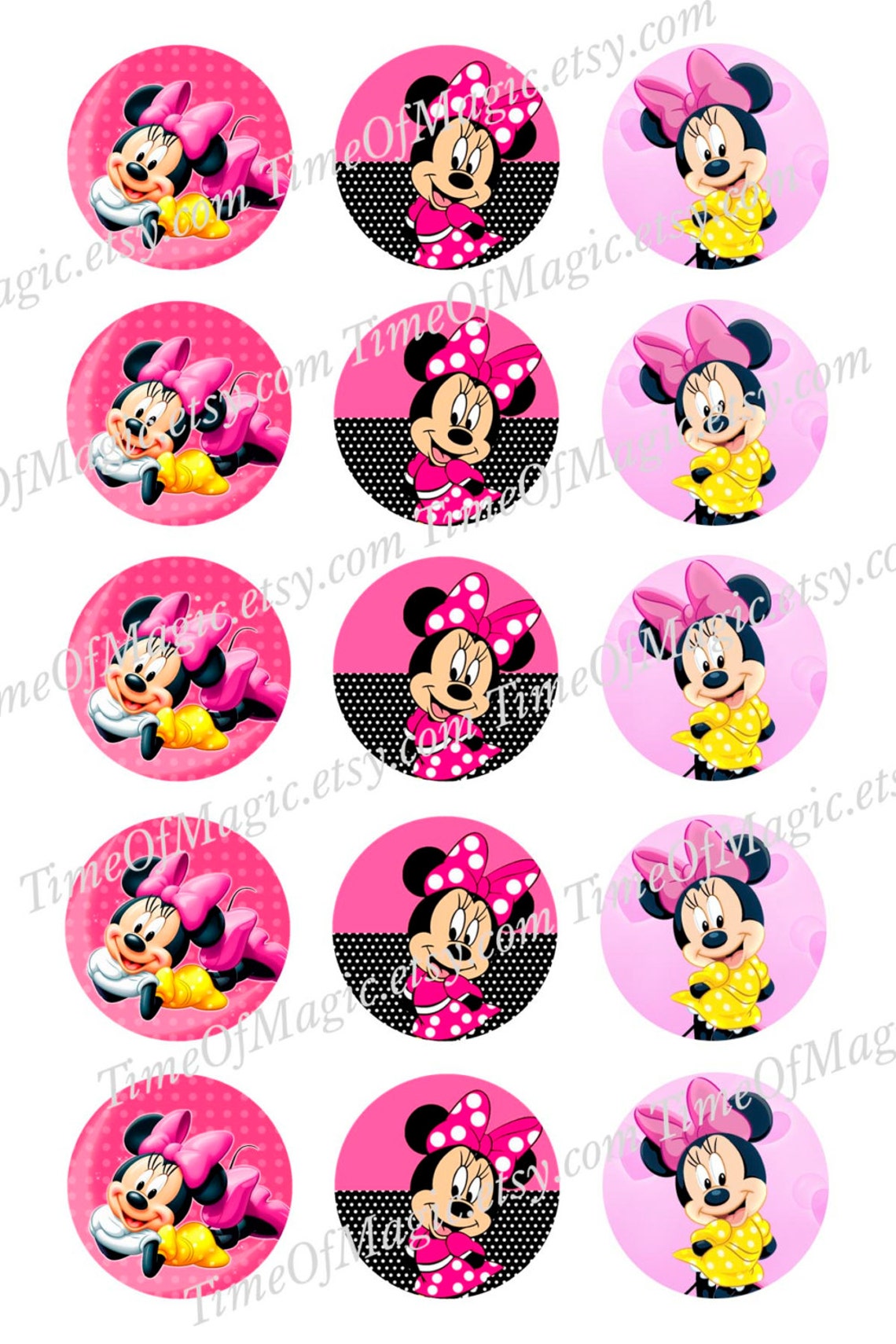 Digital Collage Sheet Minnie Mouse Disney 1 inch 25mm | Etsy