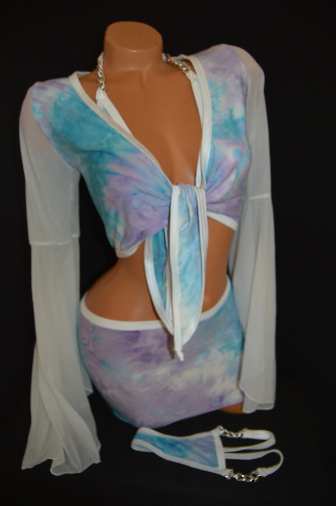 Exotic Dancer Rave Chain Festival Scrunch Butt Skirt 4pc Set - Etsy