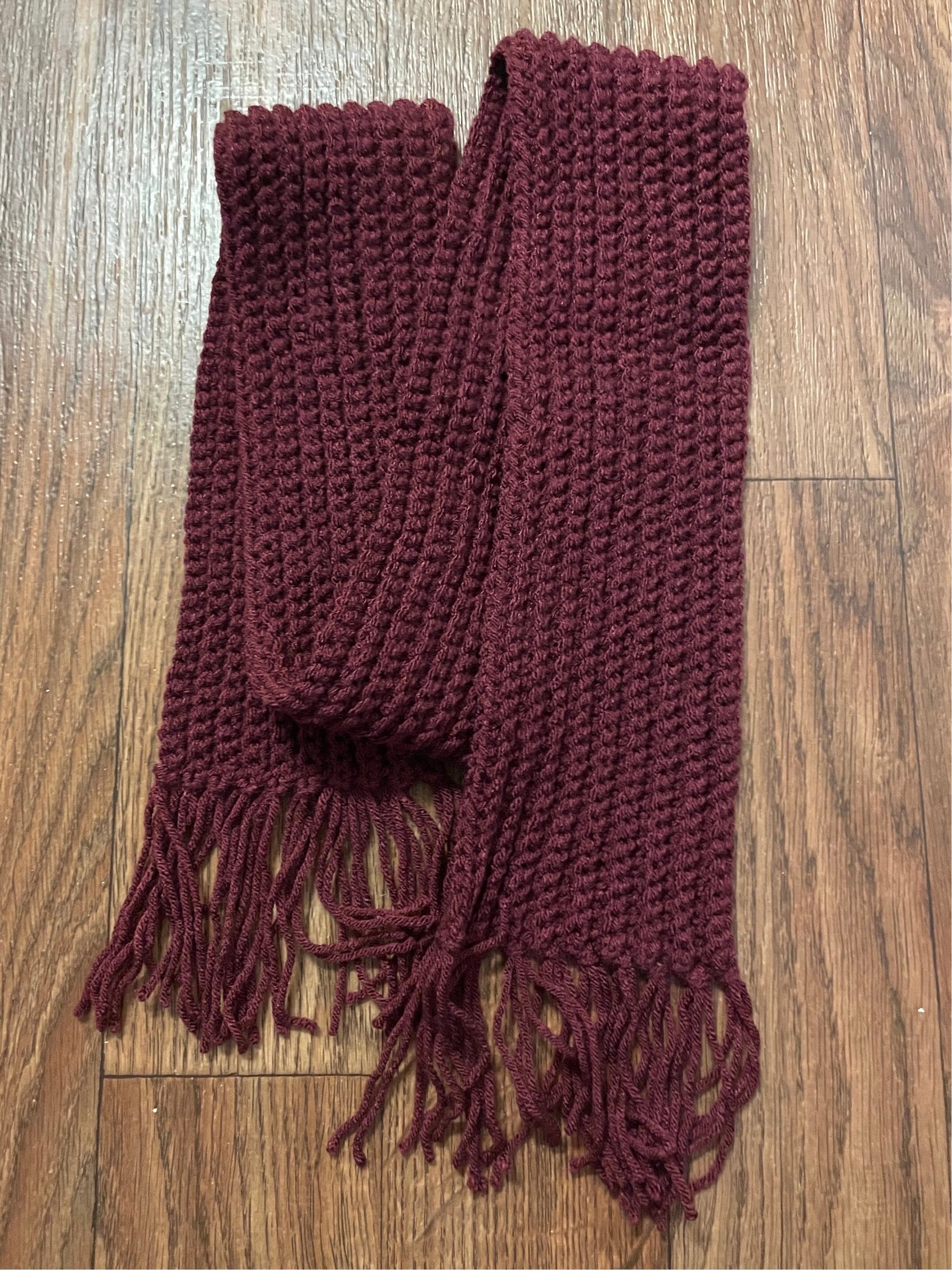 Red Tassled Crochet Scarf - Etsy