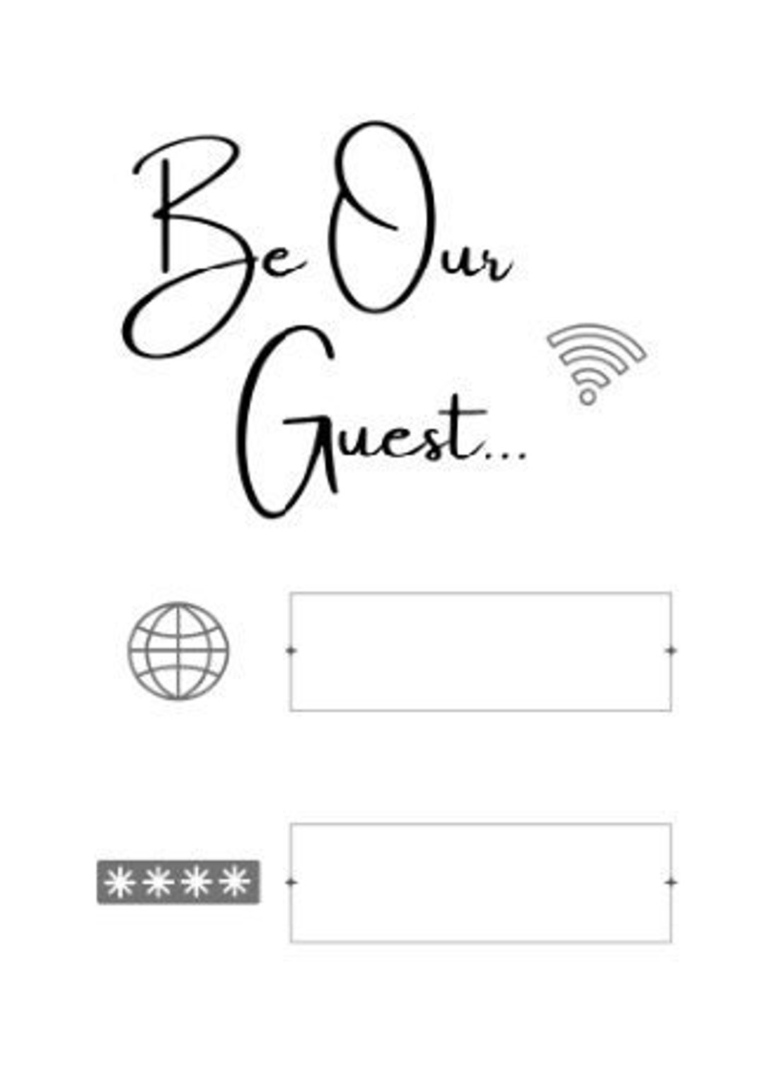 Digital Printable Be Our Guest Wi-fi Sign - Etsy