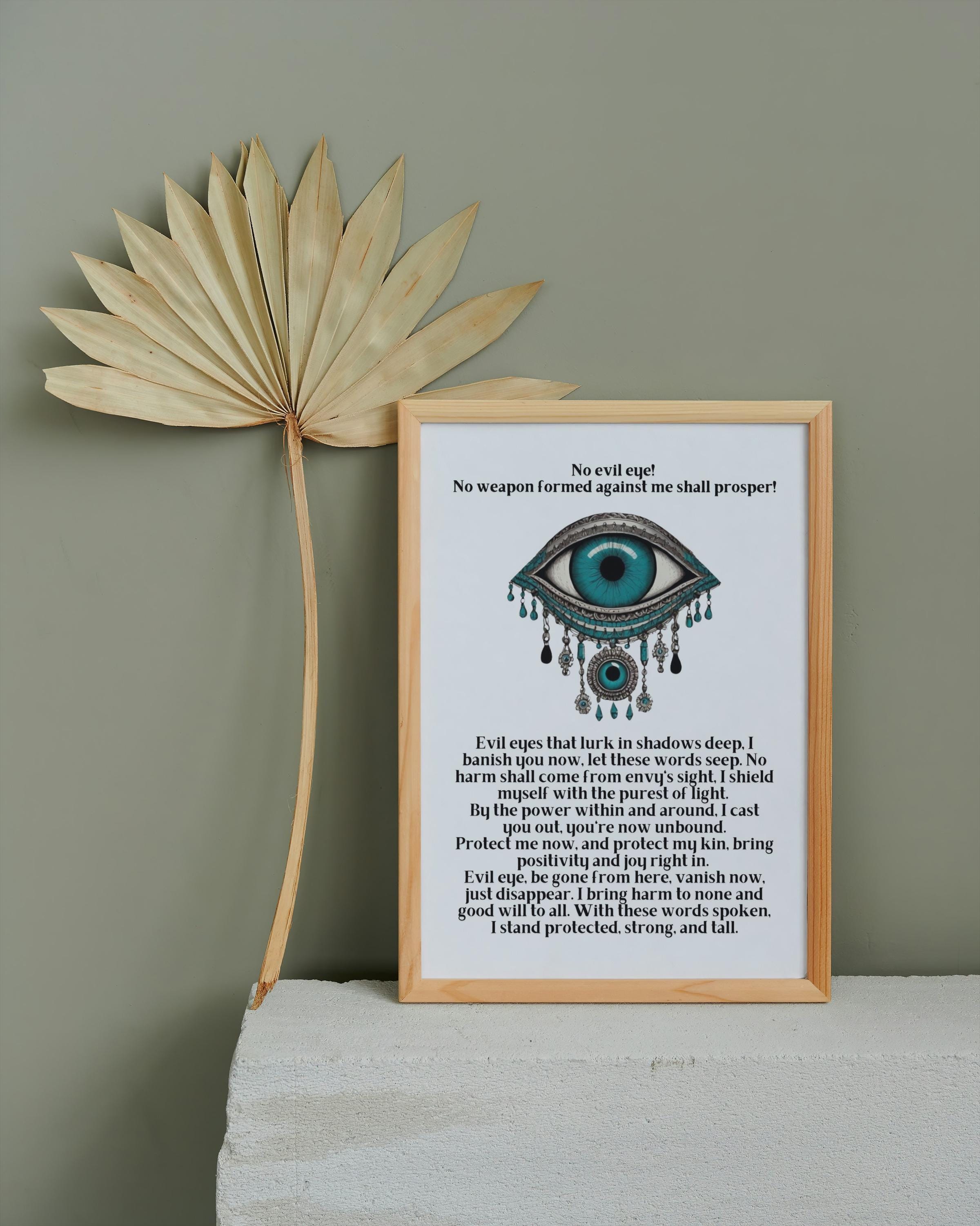 Evil Eye Poem Print: Turquoise Amulet, Spiritual Protection (digital ...