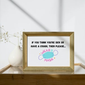 If Sick Please Wear A Mask Digital Printable Sign, Office Sign, Wear A ...