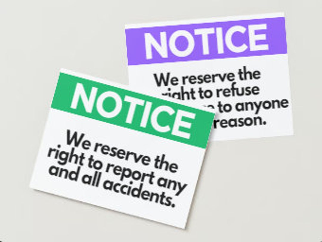 Set of 8 'reserve the Right' Notice Signs: Colorful Business Printables ...