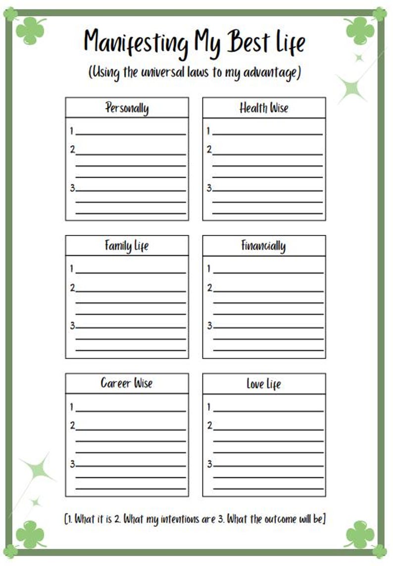 Digital Printable, Manifestation, Scripting Worksheet, Goals, Power of ...