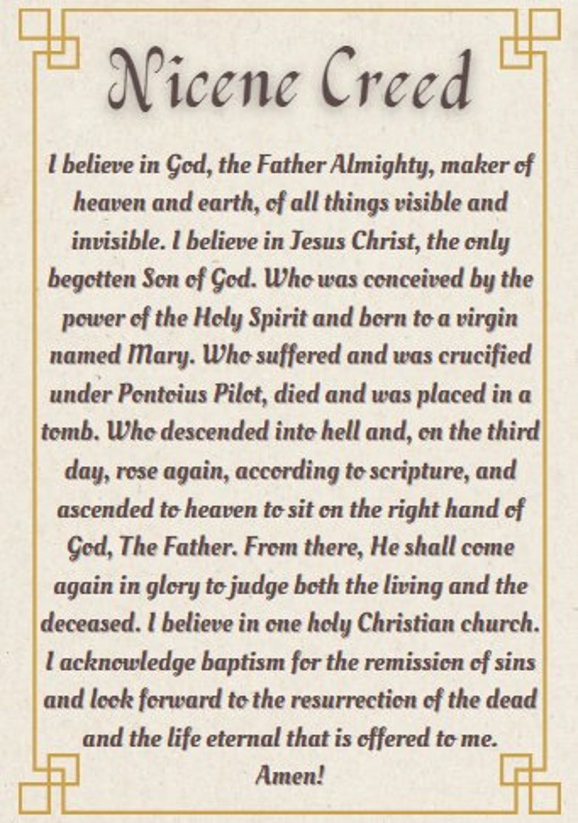 Digital Printable, Apostle's Creed Print, Nicene Creed, Christian Wall ...