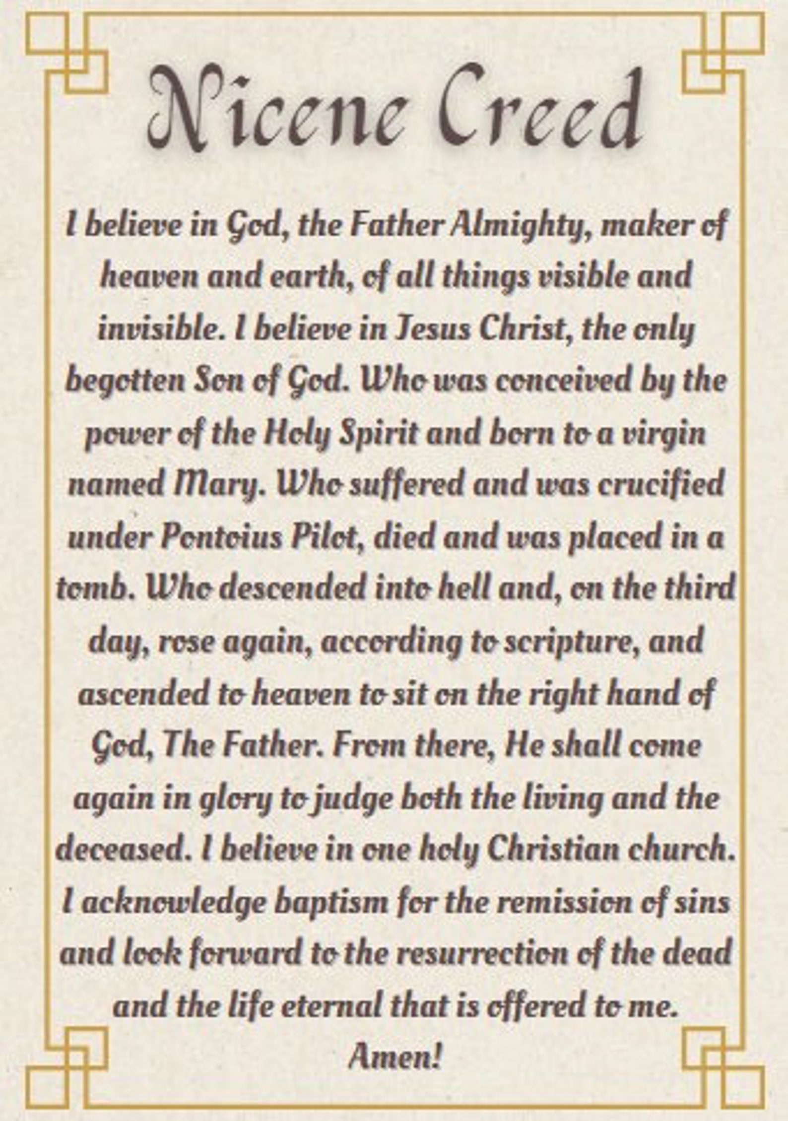 Nicene Creed Printable: Christian Desk Art (digital Download) - Etsy