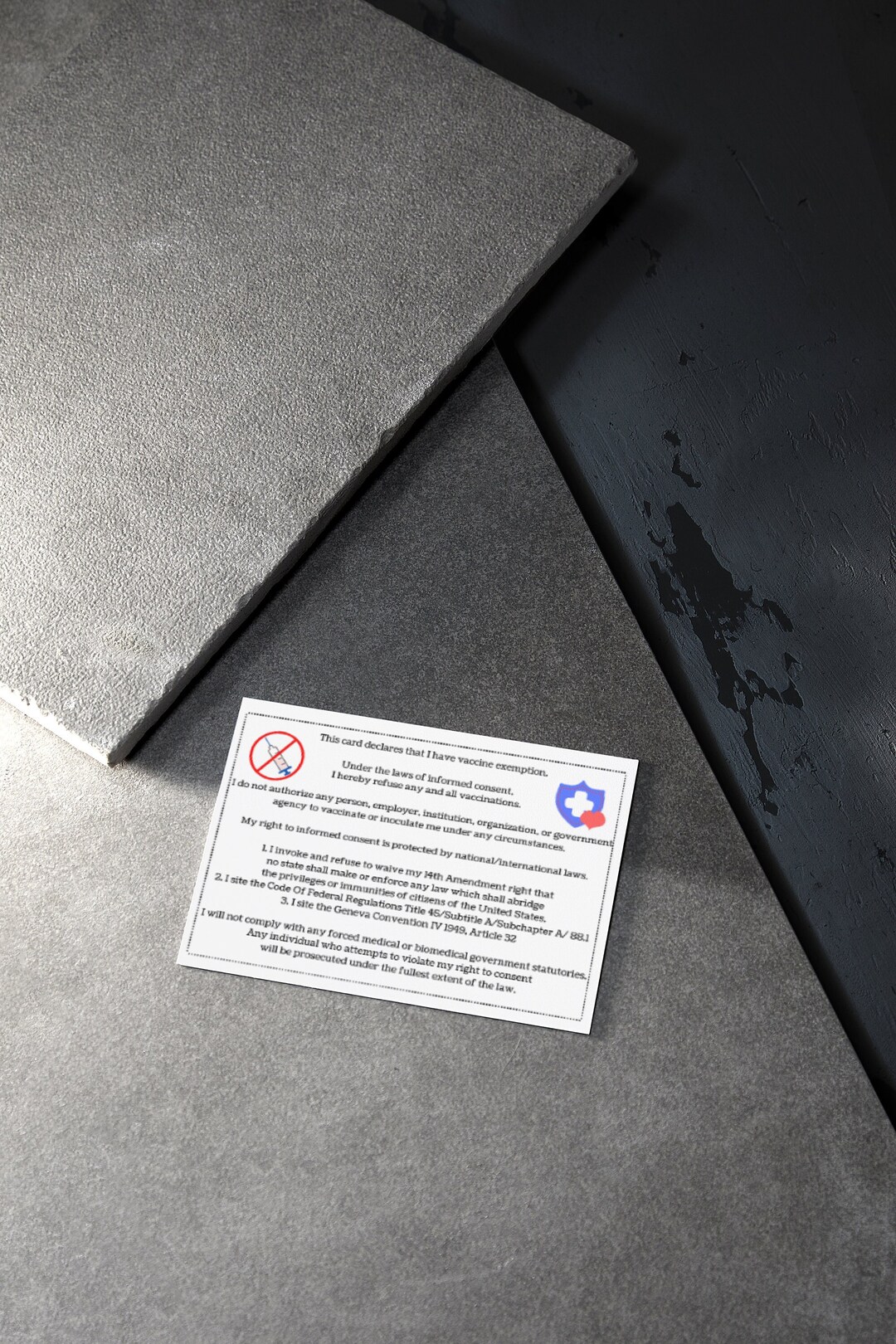 Digital Printable Vaccine Exemption Card - Etsy