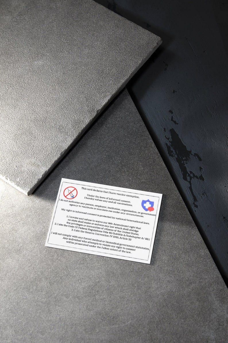 Digital Printable Vaccine Exemption Card - Etsy