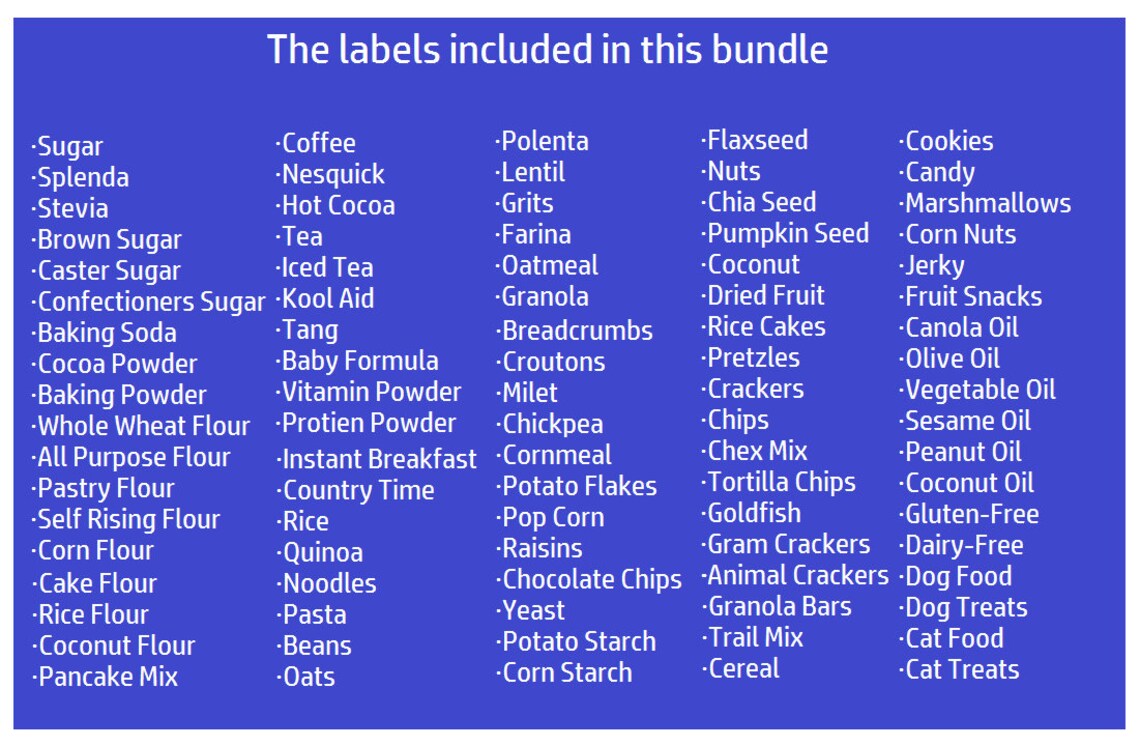 Digital Printable Canister Labels, Kitchen Labels, Pantry Labels - Etsy