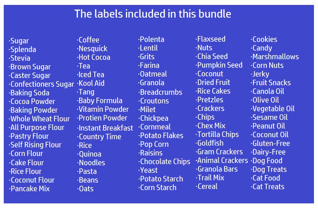 Digital Printable Canister Labels, Kitchen Labels, Pantry Labels - Etsy