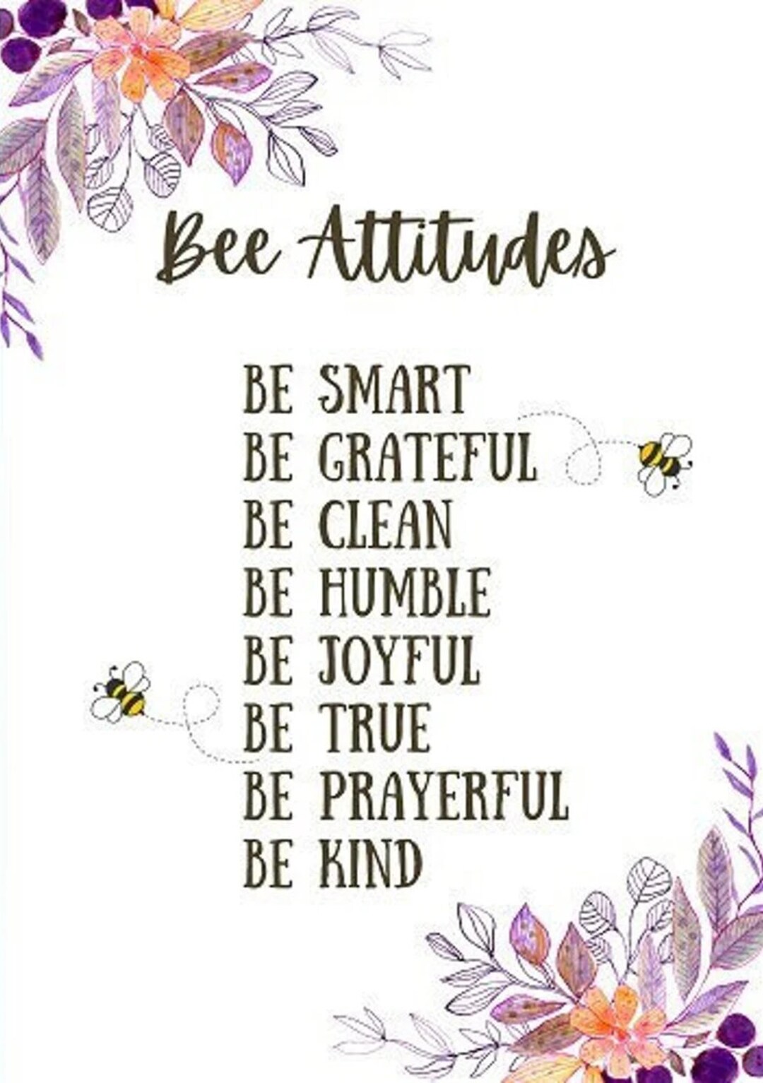 The Bee Attitudes Christian Digital Printable, Attributes, Statement ...