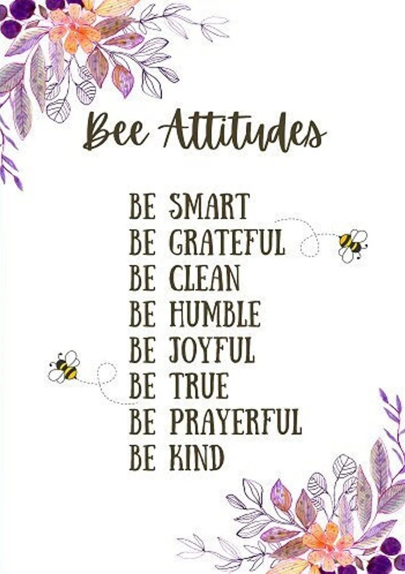 The Bee Attitudes Christian Digital Printable, Attributes, Statement ...