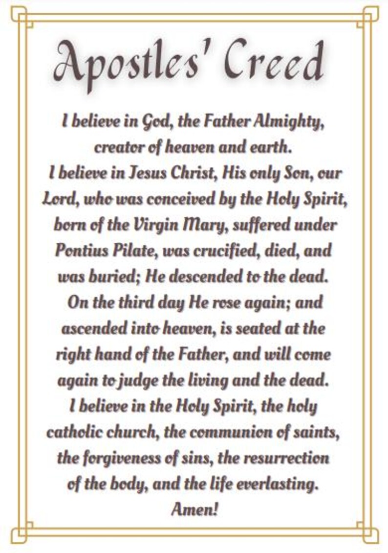 Digital Printable, Apostles Creed, Religious Print, Catholic Desk Art ...