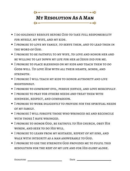 Christian Resolution Religious Contract (men's Version) Digital ...