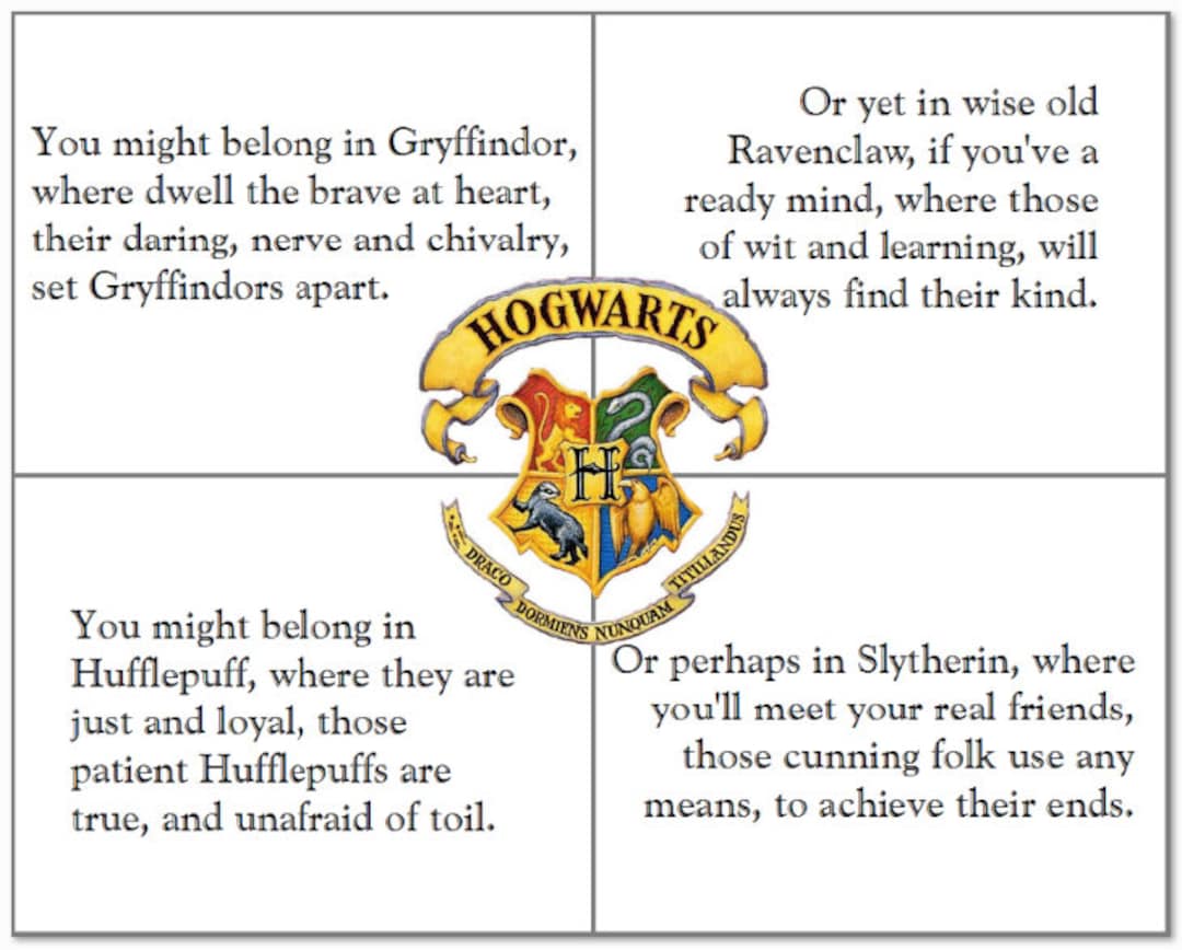 Hogwarts Houses Poem Digital Printable, Hogwarts, Poem, Print, Book ...
