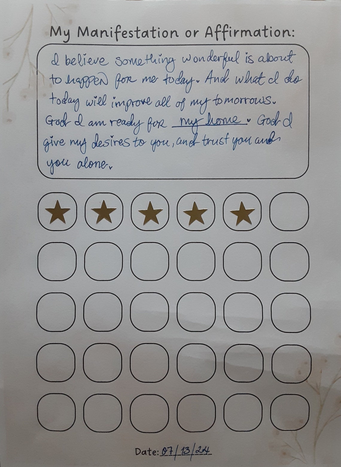 Manifestation Chart Print: Floral, Plain, Marbled Styles (digital ...